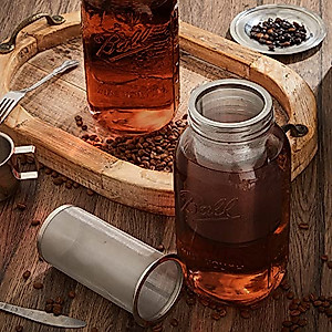 2 Pcs Cold Brew Coffee Filter 2 Quart Coffee Tea Infuser Stainless Steel Mesh Filter Mason Canning Jar Coffee Filter Reusable Mesh Coffee Filter for Wide Mouth Mason Canning Jar and Iced Tea Maker