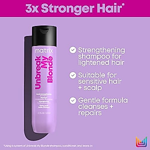 Matrix Unbreak My Blonde Strengthening Shampoo | Repairs and Adds Softness and Shine | For Damaged, Lightened and Over Processed Hair | Sulfate-Free | Packaging May Vary | 10.1 Fl. Oz. | Vegan