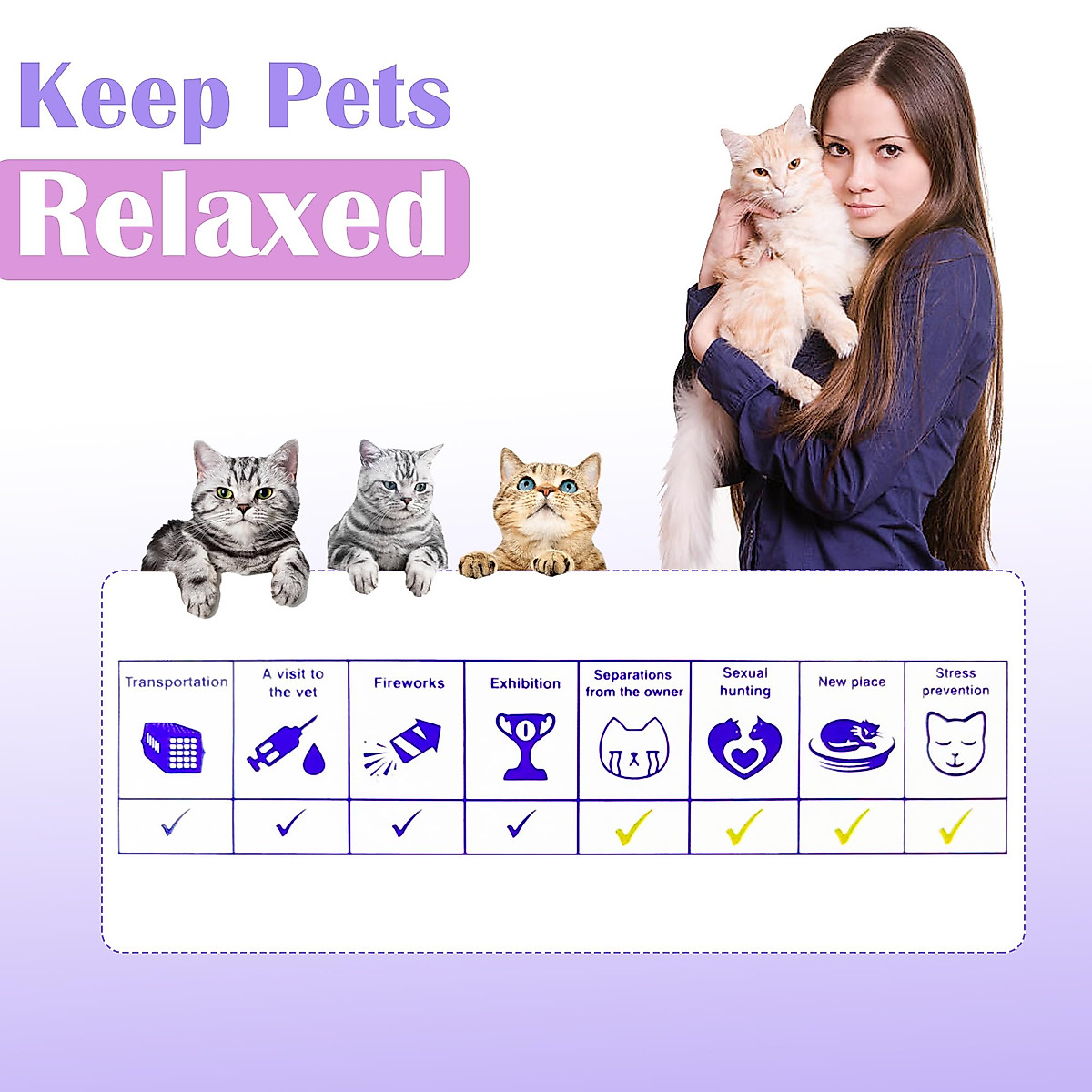 Minasuki 4 Pack Calming Collar for Cats - Long-Lasting Anxiety and Stress Relief, Relaxing Cat Collar,Adjustable Pheromones Collar for Cats，Natural Soothing 60 Days of Continuous Calming Move