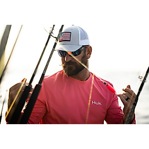 HUK mens Icon X Long Sleeve Shirt|fishing With Sun Protection Shirt, White, Large US