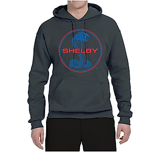 Wild Bobby Shelby Cobra USA Logo Emblem Cars and Trucks Unisex Hoodie Sweatshirt, Charcoal, Medium