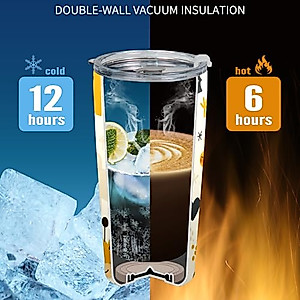 QWEUIOP 20oz Insulated Travel Coffee Mug Cartoon Giraffe And Tree Stainless Steel Tumbler with Lid Double Wall Vacuum Coffee Cup For Hot and Cold Drinks14167