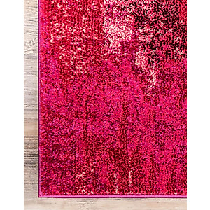 Unique Loom Jardin Collection Colorful, Vibrant, Abstract Watercolor Area Rug, 6' 1" x 9' Rectangle, Pink/Brown