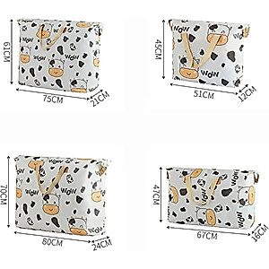 4 PCS Large capacity Storage Bag Of Different Sizes Storage Bag With Handle Largecapacity Storage Bag Foldable Storage Bucket For Quilt Blanket (Cow)