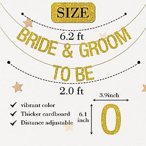Ambishi Bride and Groom To Be Bachelorette Party Banner Bride and Groom for Wedding Bridal Shower Party Decorations (Gold Glitter)