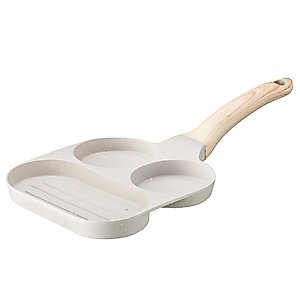 3 In 1 Frying Pan, Frying Pan, Cooking Steak Pan, Non-Stick Egg Pan, Breakfast Pan, Flat Bottom Egg Hamburger Pan (3-In-1B)