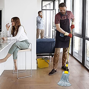 Buena Goods Heavy Duty Blue Commercial Mop Head Replacement. Looped End Synthetic Cotton Blend Mop Refill. Industrial Grade Reusable Washable Wet Mop Heads. Durable Wide Universal Headband. 3 Pack