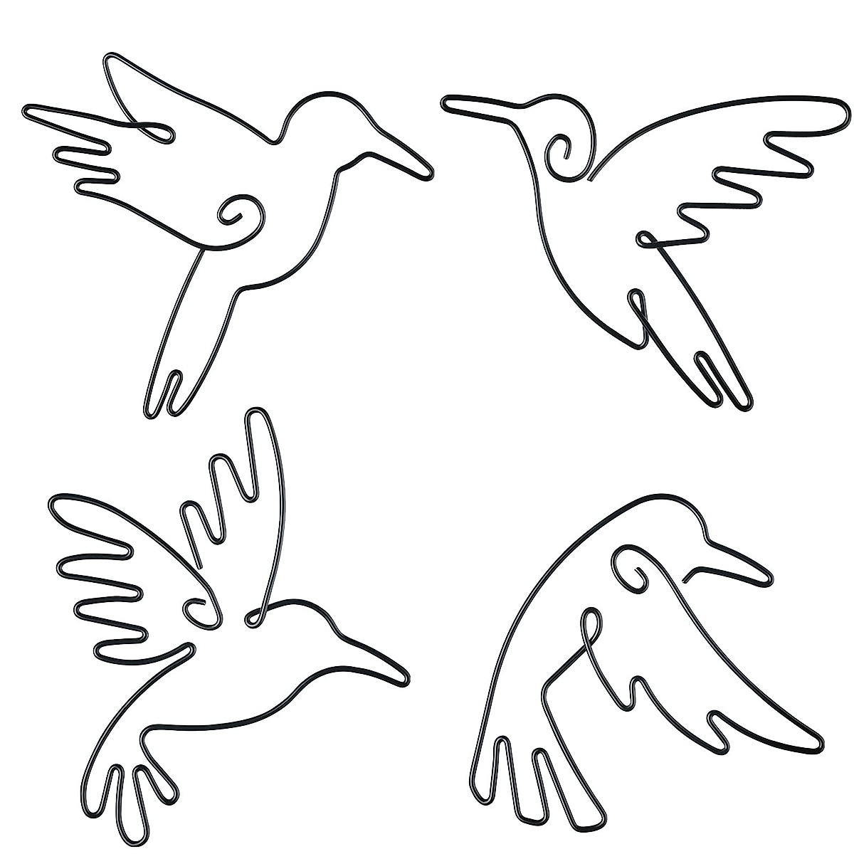 Hotop 4 Pieces Metal Hummingbird Wall Decor Black Bird Wall Art Metal Garden Wall Decor Cute Wall Sign for Indoor Outdoor Fence