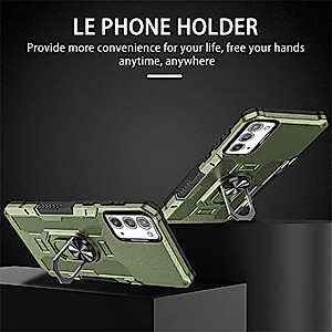 CCSmall for Samsung Galaxy Note20 Case with Metal Ring Kickstand for Women & Men, Heavy-Duty Protection Shockproof Bumper Cover Case for Samsung Galaxy Note 20 TY Green