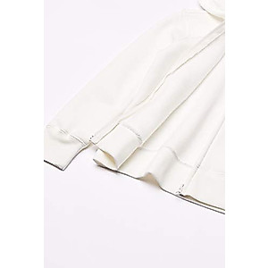 Amazon Essentials Girls' Fleece Zip-Up Hoodie Sweatshirt, White, Medium