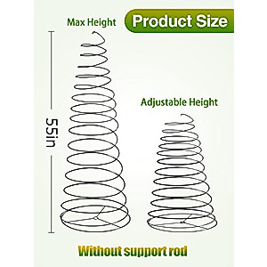 Pea Trellis Green Bean Trellis for Garden - 2 Pack Sugar Snap Tower Stretchable to 53.6 in, Metal Climbing Plant Growing Cage Support for Cucumber Vine Indoor Outdoor (Stick Not Include)