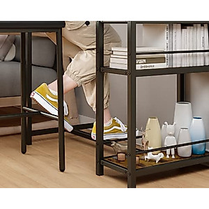 Gizoon Bar Table and Chairs Set for 2 with 3 Storage Shelves, Kitchen Counter Height Dining Table Set with Pu Cushion Chairs & Thick Wood Top for Breakfast, 3-Piece Modern Pub Table Set - Retro