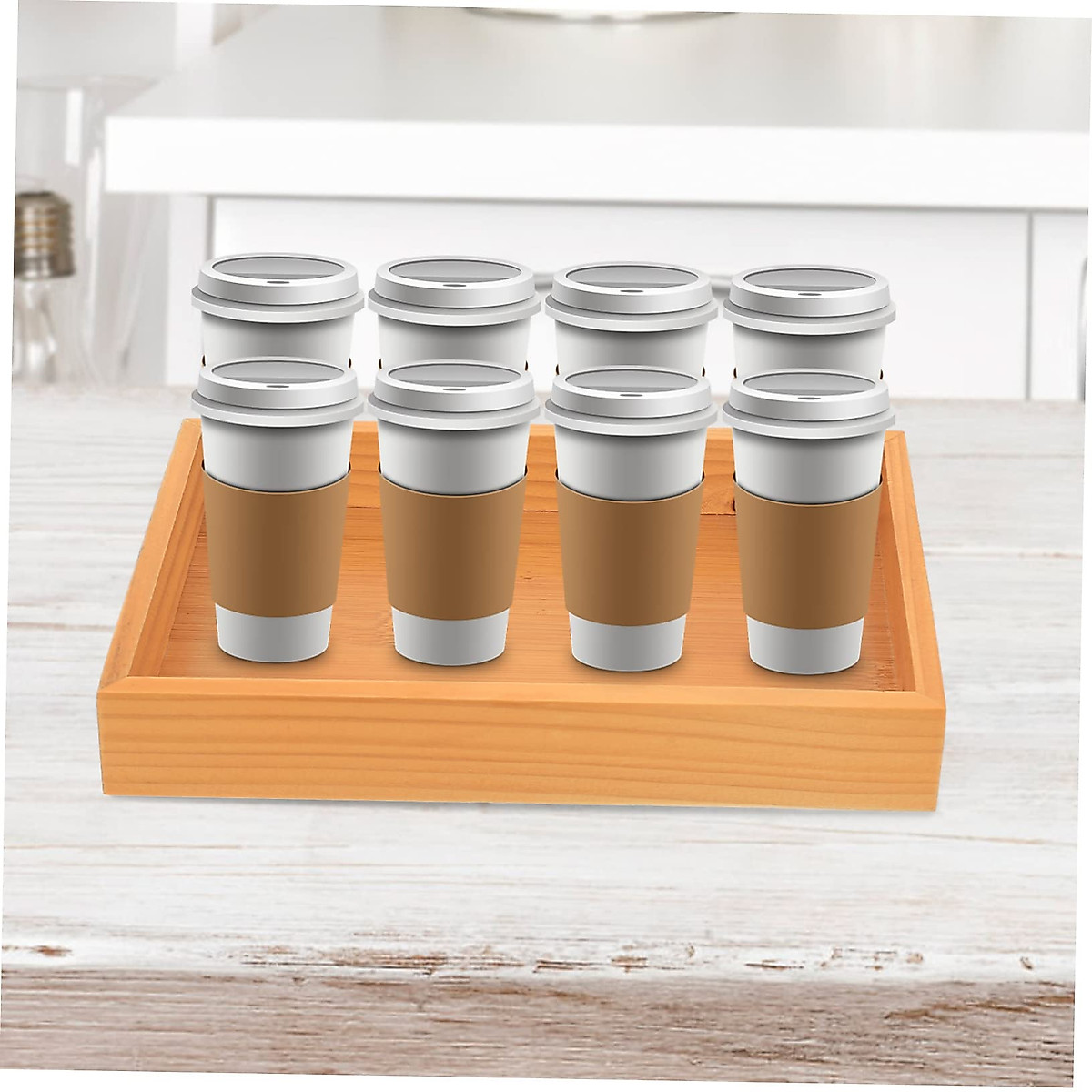 ABOOFAN Wooden Storage Tray Rectangular Breakfast Tray Silverware Organizer for Organizer Drawer Insert Kitchen Drawer Organizer for Large Utensils Utensil Drawer Dish Rectangle