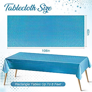 2pcs Blue Holographic Laser Tablecloths 40" x 108" Plastic Table Cloths for Parties Shimmer Shiny Party Decoration for Winter Ocean Princess Birthday Party Wedding Baby Shower Christmas Decor