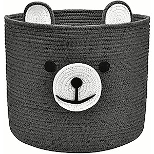 Large Storage Laundry Basket - Woven Blanket Basket Laundry Hamper for Toys Blankets Towels Clothes Throws 15.4" x 13.8"