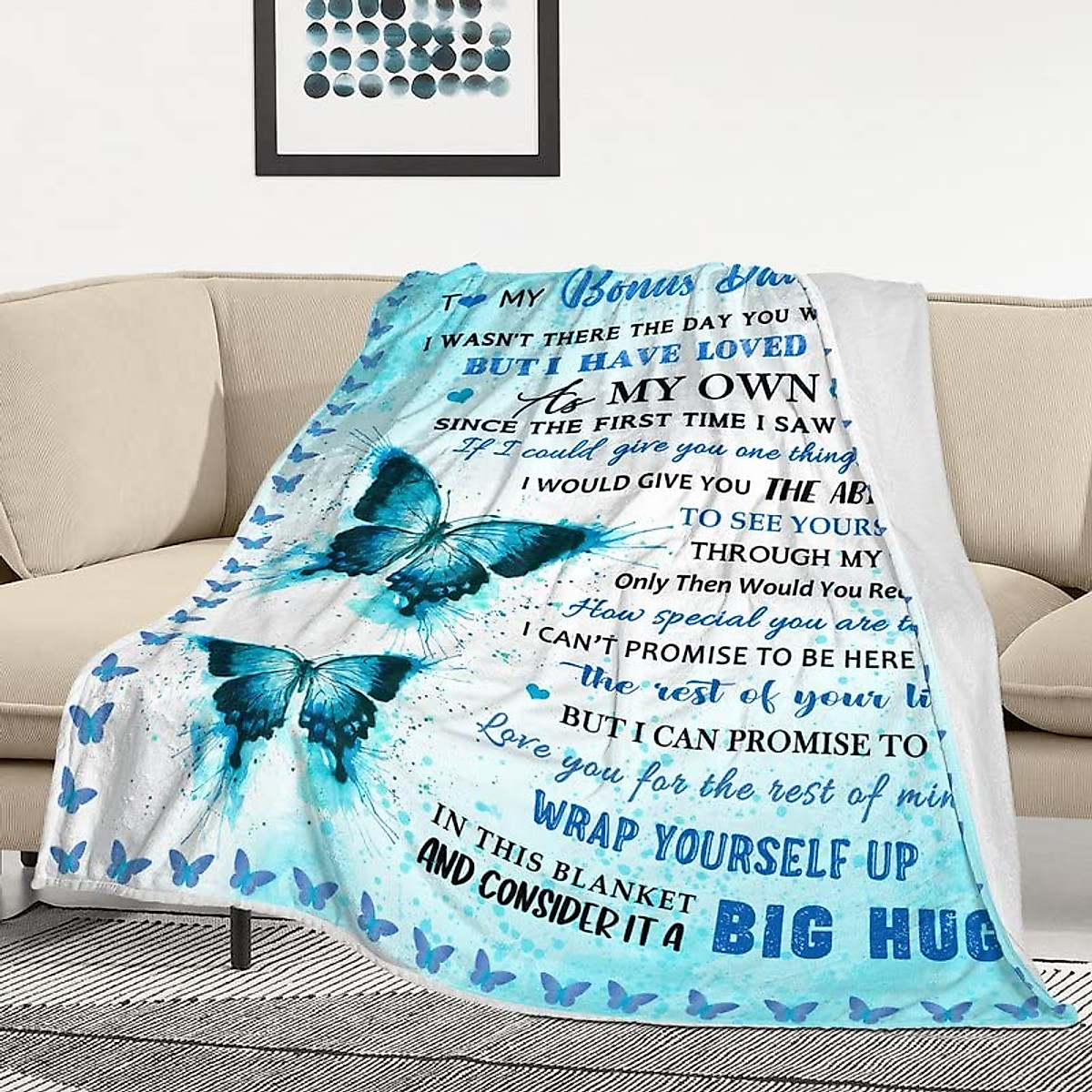 NIAXAYER Bonus Daughter Gifts Blanket from Bonus Mom Dad, Gift for Bonus Daughter for Birthday Christmas Graduation Day, Step Daughter Gifts from Stepparents Throw Blankets 50"x60"