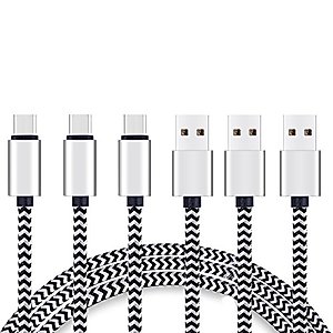 USB Type C Cable 10ft 3Pack Quick Sync Charging USB C 2.0 to USB A Nylon Braided Cord for BSB Qc Wall Car Galaxy S22/S22+/S22 Ultra,Galaxy S21 5G/S21+ 5G/S21 Ultra 5G/S21 FE 5G,Galaxy S20