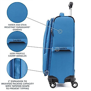 Travelpro Maxlite 5 Softside Expandable Luggage with 4 Spinner Wheels, Lightweight Suitcase, Men and Women, Azure Blue, Carry-On 21-Inch