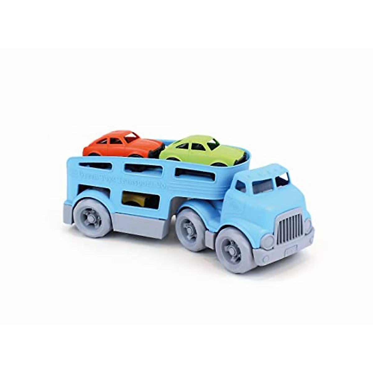 Green Toys Car Carrier, Blue - Pretend Play, Motor Skills, Kids Toy Vehicle. No BPA, phthalates, PVC. Dishwasher Safe, Recycled Plastic, Made in USA (4 Piece Set)