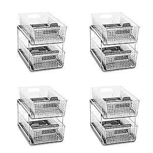 madesmart 2 Tier Organizer, Pack of 4, Clear