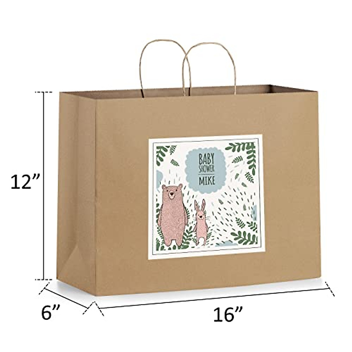 Eupako 16x6x12 Paper Bags, Brown Large Paper Bags with Handles Bulk, Kraft Grocery Bags, Paper Shopping Bags, Merchandise Bags, Retail Bags (Pack of 50)