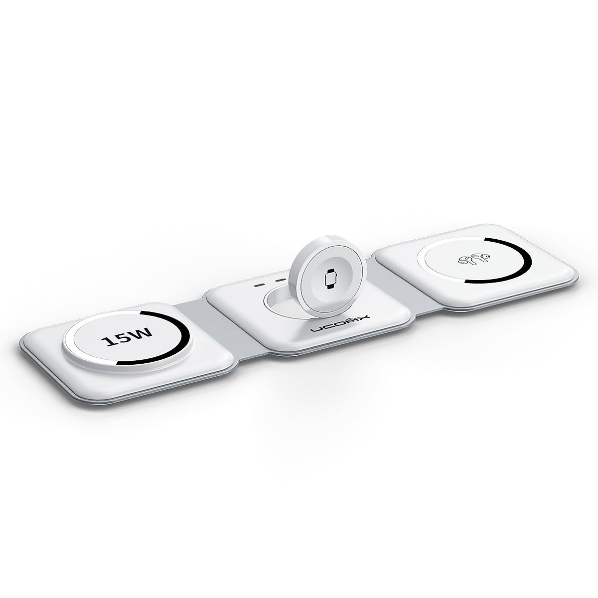 𝟏𝟓𝐖 for Magnetic Multple Devices,UCOMX Nano Pro 3-in-1 Wireless Charging Station,Top Speed Wireless Charger for Multple Device with 30W Adapter,Compatible for iPhone 15/14/13/12,AirPods,iWatch