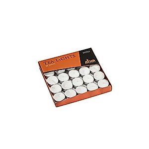 Blue Sky Tealight Candles, White, Unscented, Set of 50 (Mini Tealights) | White | Pack of 50