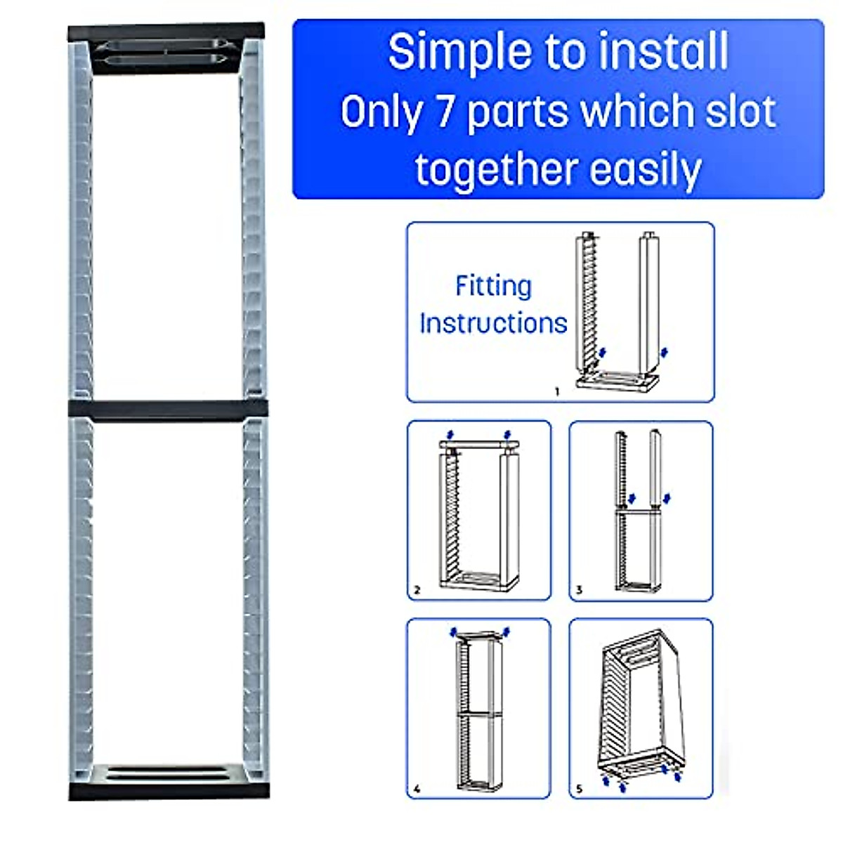 ADZ Universal Game Storage Tower – Stores 36 Game or Blu-Ray Disks – Game Holder Rack for PS4, PS5, Xbox One, Xbox Series X/S, Nintendo Switch Games and Blu-Ray Discs (White)