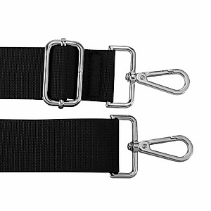 ZANQANO Purse Straps Replacement Crossbody Bag Solid Thick Grosgrain Ribbon (Black,Silver Hardware)