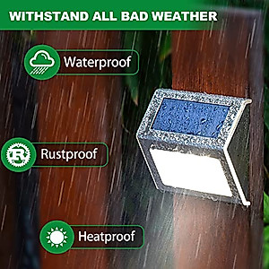 JSOT Solar Lights Outdoor for Deck,Waterproof Solar Garden Lights Decorative Outside Lamp for Walkway,Fence Post,Backyard,Railing,Wall,Pool,Step,Stairs 8 Lights Cool White