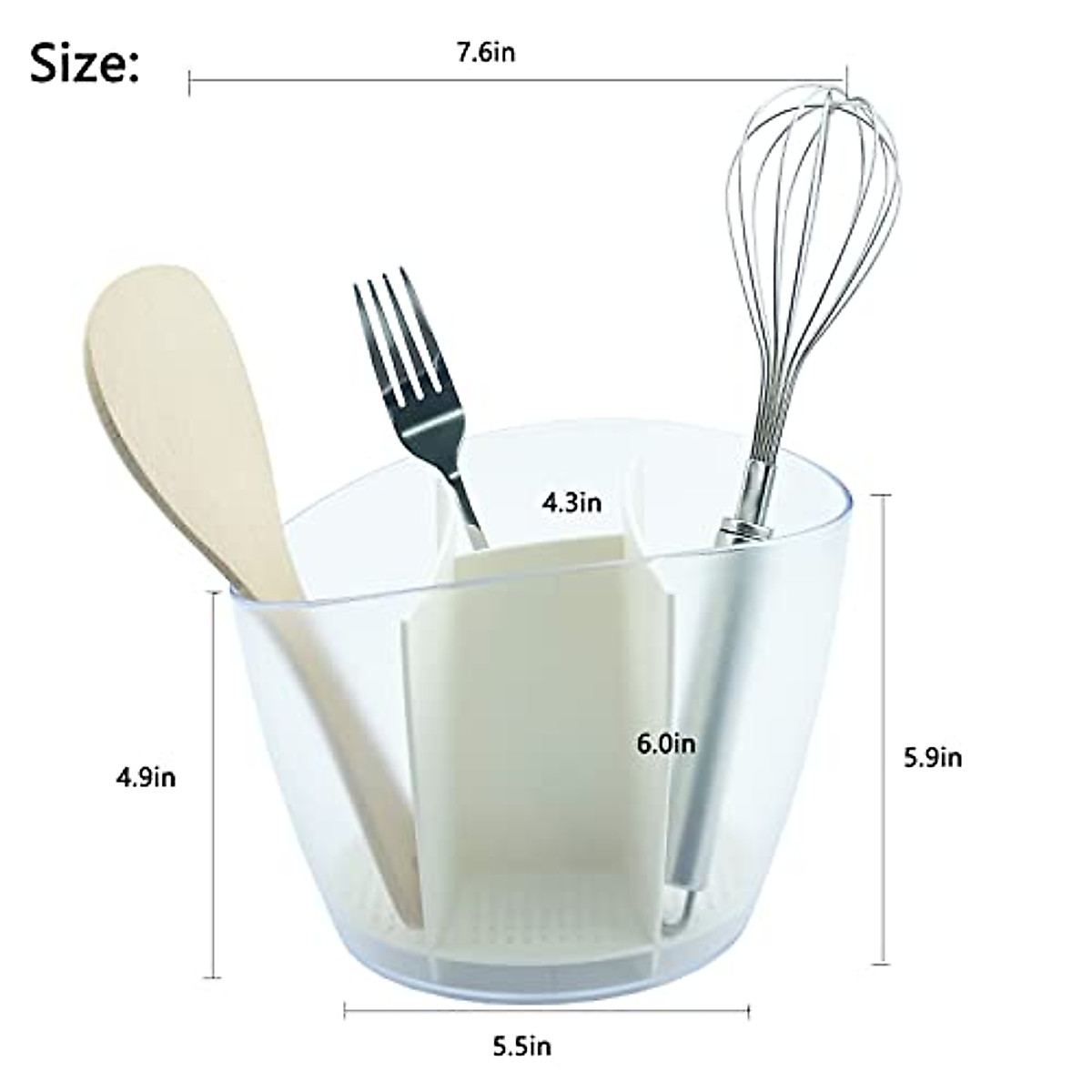 YEUPYL Plastic Cutlery Organizer Kitchen Utensil Holder Flatware Caddy Plastic Utensil Container for Kitchen Countertop - White