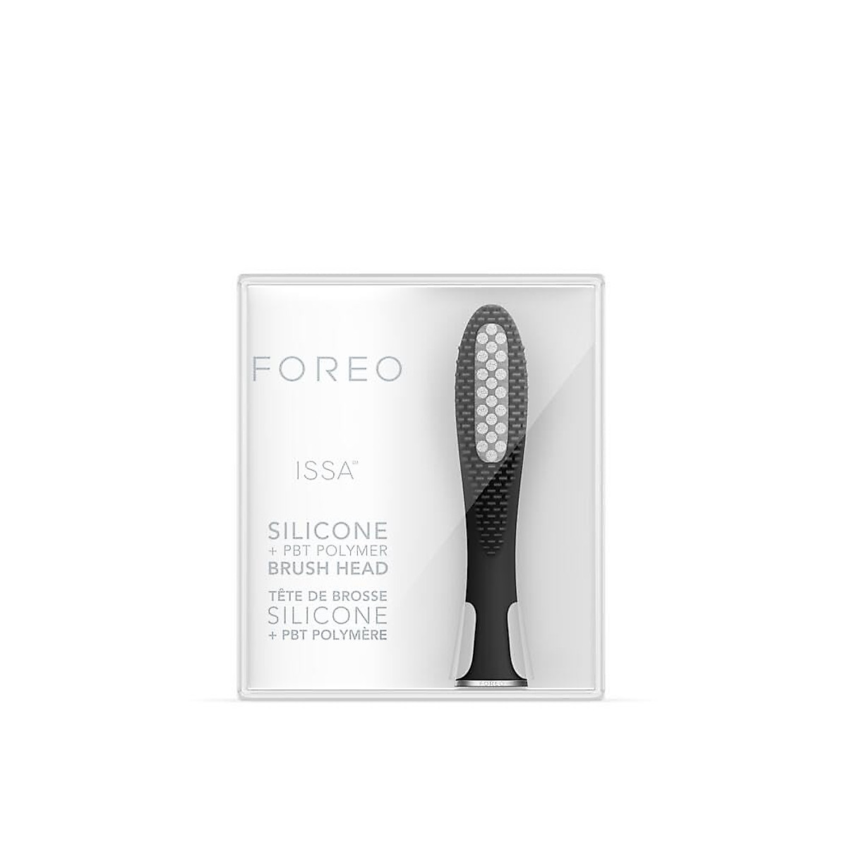 FOREO ISSA Hybrid Wave Brush Head Black, Medical-Grade Silicone & PBT Polymer Bristles, 6-Months Lasting