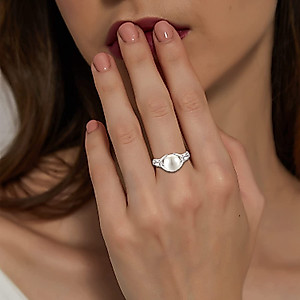 STARCHENIE Large Pearl Ring,10mm AAA Quality Cultured Freshwater Pearl Rings for Women 925 Sterling Silver,Women Rings size9