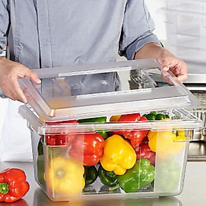 CURTA 4 Pack Food Storage Box with Lid, 5 Gallon - 18" x 12" x 9" NSF Listed Commercial Grade Clear Polycarbonate Container for Commercial Kitchen Restaurant Cafeteria