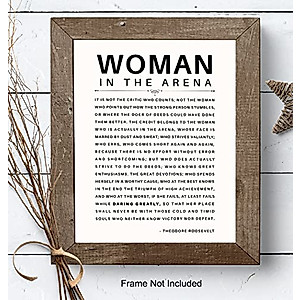 LARGE 11X14 - Man/Woman In the Arena - Teddy Roosevelt Poster - Positive Quotes - Motivational Inspirational Wall Art Decor - Uplifting Gift for Women, Feminist, Entrepreneur - Daring Greatly