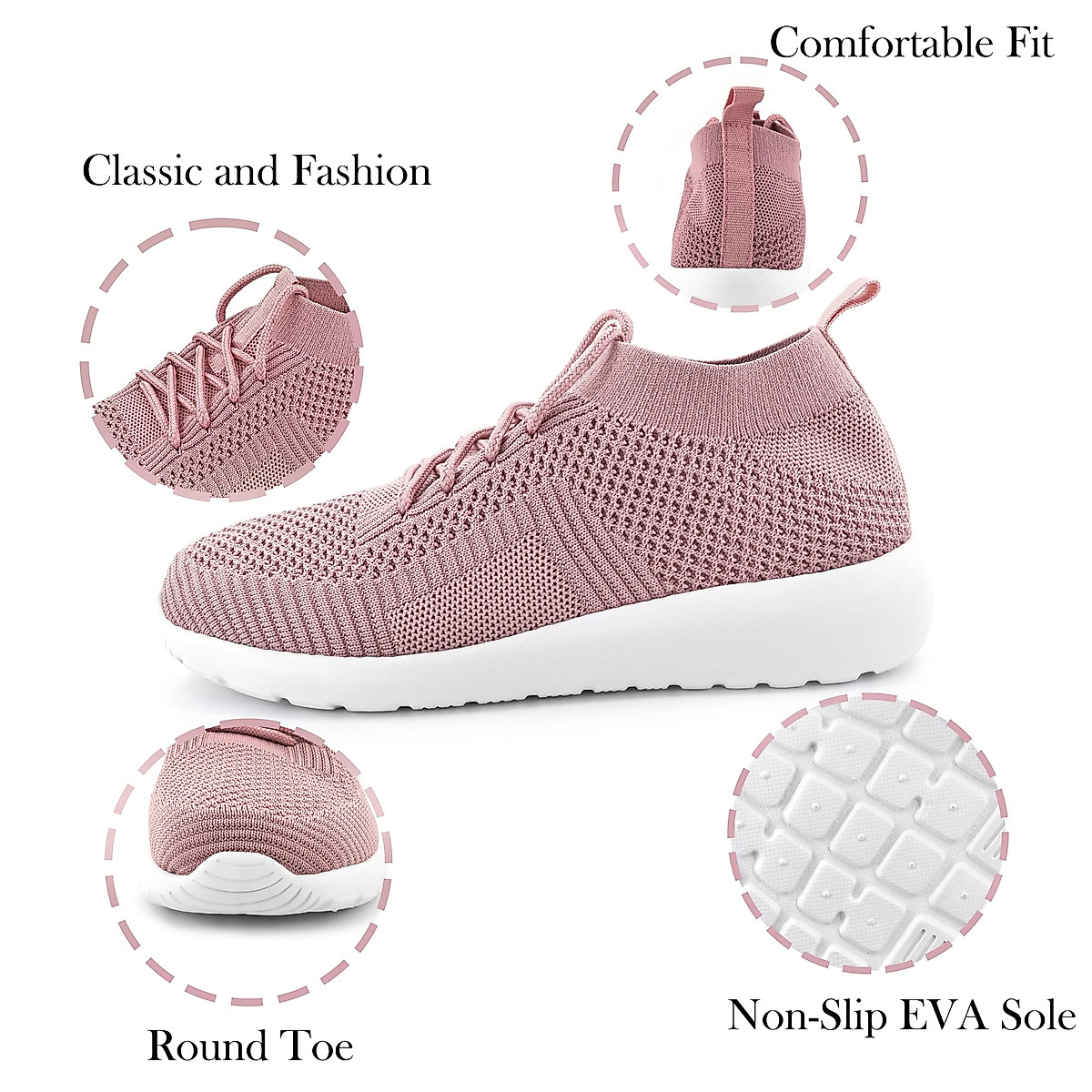 YESKIS Tennis Shoes Size 2 Girl Big Kids Running Sneakers Kid Breathable Lightweight Lace Up Athletic Shoe Pink