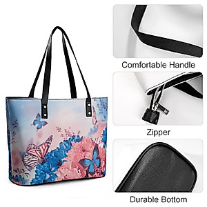 Womens Handbag Chrysanthemum Butterfly Leather Tote Bag Top Handle Satchel Bags For Lady