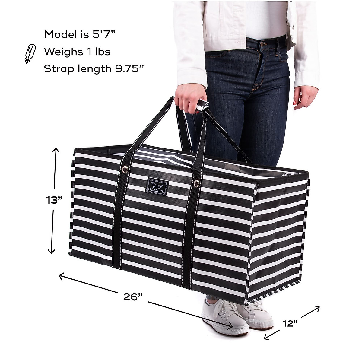 SCOUT Errand Boy - Extra Large Lightweight Utility Tote with Breakaway Zipper - Collapsible Grocery and Market or Beach Tote