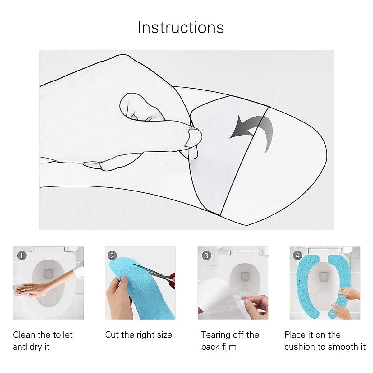 4 Pairs of Soft and Warm Toilet Seat Cover, Can Clean and Reuse Toilet Pads, Suitable for Toilet Rings of Different Shapes, Portable and Easy Installation