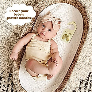 7 Pieces Baby Closet Size Divider Wooden Baby Closet Organizers Hanging Closet Dividers from Newborn Infant to 24 Months for Home Nursery Baby Clothes