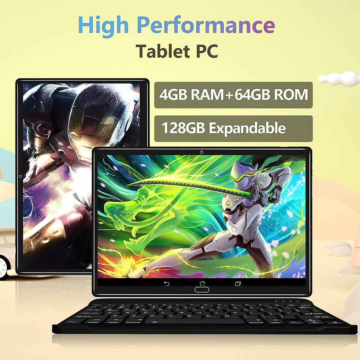 2024 Newest Android Tablet, 10 Inch Tablet with Keyboard, 4G Cellular Tablets 64GB Storage 512GB Expandable, 4G RAM Octa-Core 13MP Camera, Large Battery, Keyboard Mouse Case Stylus, WIFI Bluetooth GPS