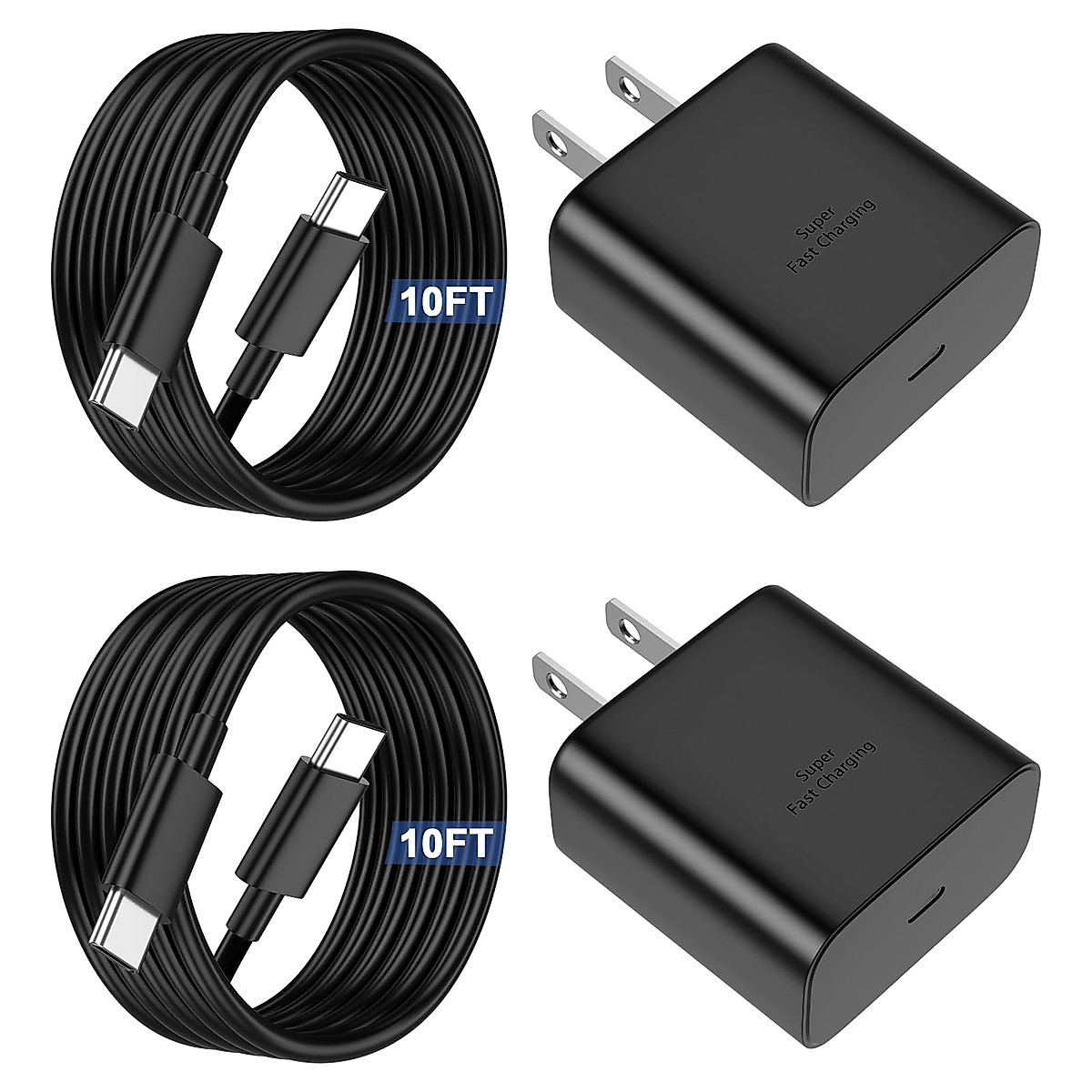 45W Super Fast Charger USB-C 2 Pack with 10Ft Cable for Galaxy S25 Ultra/S24 Ultra/S25/S24/S23/S22/S21 Ultra/Note 10/20/S20/S21,Z Fold 5 6/Z Flip 5,Galaxy Tab S10/S9/S8/S7 Fast Charger