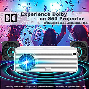 Native 1080p Projector, 5G WiFi Full HD 1920x1080p Video Beam, iOS/Android Mac Sync Screen, 300" for Movie Games, Compatible w/HDMI, VGA, USB, PC, DVD - White