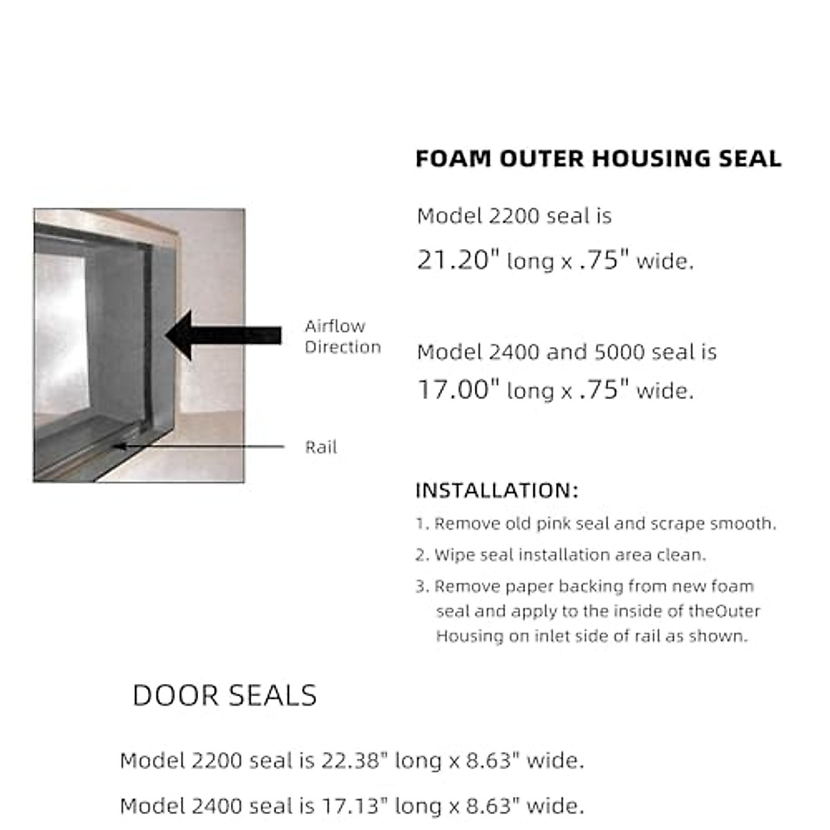 Rolkely 4725 Seal Kit, 4725 Door Seal Kit Compatible with Aprilaire 4725 Seal Kit, Fit for Aprilaire and Space-Gard Air Purifier Model 2200, 2250, 2400, 5000, etc, Replaces for Aprilaire 4345 and 4233