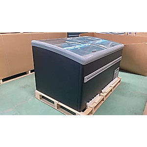 NAFCOOL 58‘’ Display Island Freezer Commercial Beverage Refrigerator，Supermarket Glass Top Cooler Market Grocery Island Merchandiser 18 cu.ft Sliding Glass Door Horizontal Showcase Freezer