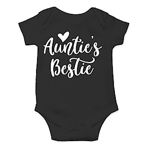 CBTwear Auntie's Bestie Baby Bodysuit Funny Infant Outfit Cute Newborn Clothes Boy Girl Clothing (Newborn, Black)