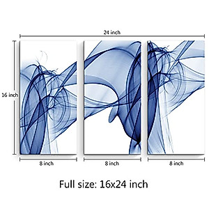 Creoate Blue Wall Art 3 Pieces Abstract Blue and White Painting Canvas Print Artwork Framed Set Home Decor for Bedroom Living Room Wall Decor Ready to Hang, Small, 8x16 Inch x3pcs