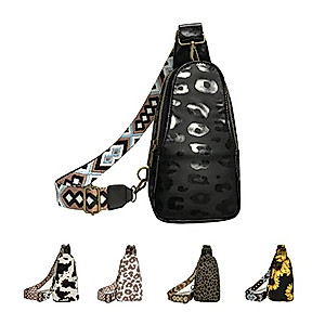 Small Crossbody Sling Bag,Guitar Strap Crossbody Bags For Women, PU Leather Satchel Daypack Multipurpose Chest Bag Shoulder Backpack For Cycling & Traveling