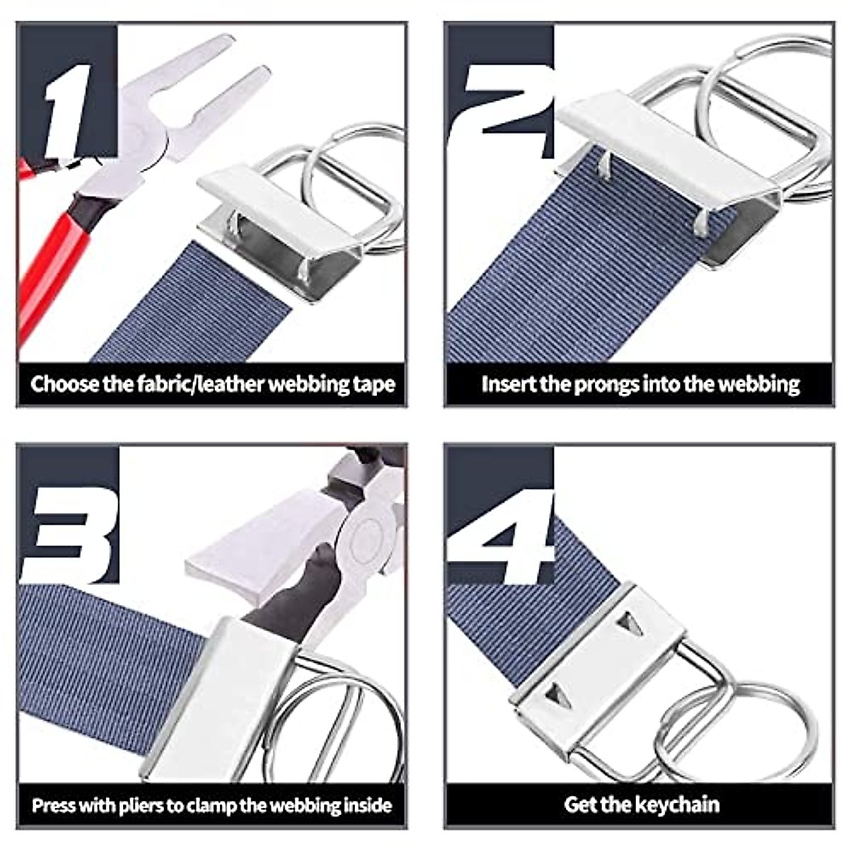 51 Sets Key Fob Hardware with Key Fob Pliers Tool, Glass Running Pliers Attach Rubber Tips for Key Fob Hardware Install and Stained Glass Work, red