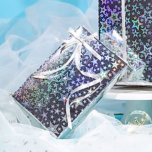 MAYPLUSS Holographic Wrapping Paper - Mini Roll - 17 Inch X 32.8 Feet- Metallic Green Foil Design (47.3 sq.ft.ttl)